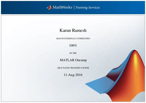 matlab onramp certificate