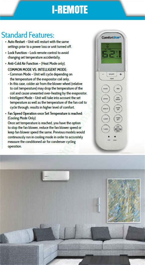 Comfortstar Mini Split Remote Control Manual