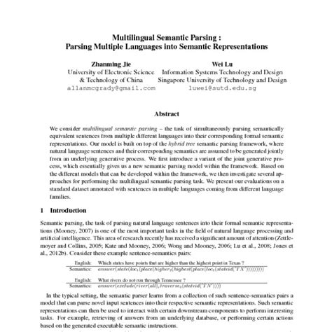 multilingual semantic parsing parsing multiple languages into semantic representations acl