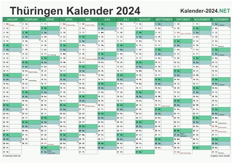 Kalender 2024 Thüringen