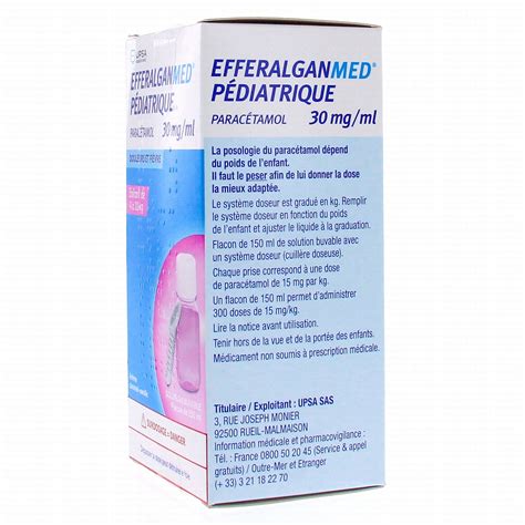 UPSA EfferalganMed Pédiatrique Paracétamol 30mg ml solution buvable