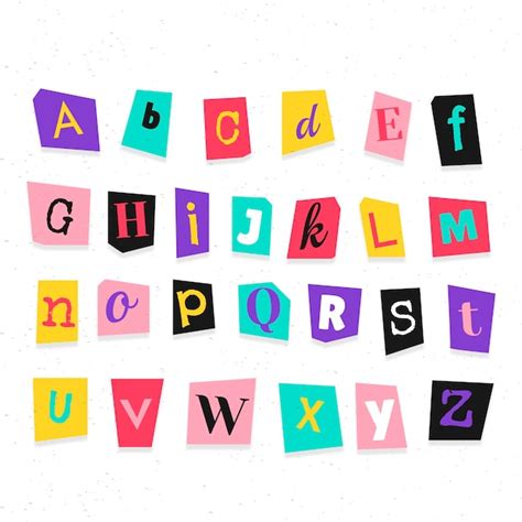Free Vector Paper Style Ransom Note Letter Set
