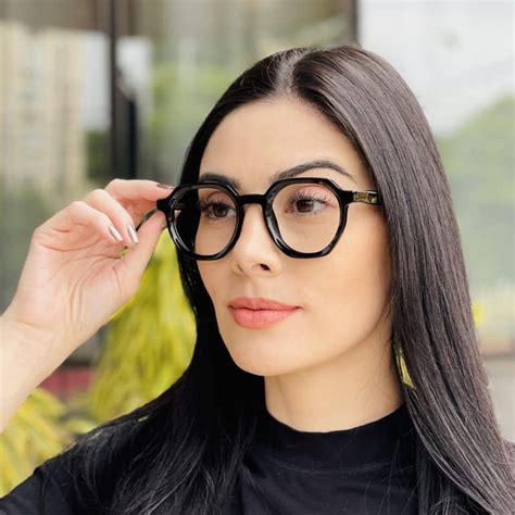 Óculos de Grau Feminino Hexagonal Preto Mari Safine