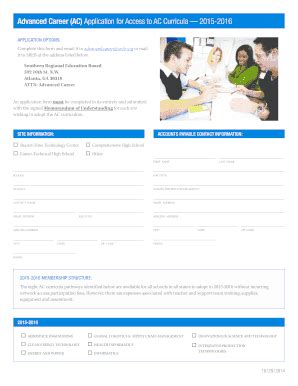 Fillable Online Publications Sreb Advanced Career AC Application For