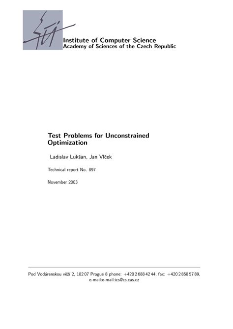 pdf test problems for unconstrained optimization