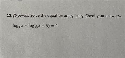 solved 12 6 points solve the equation analytically check