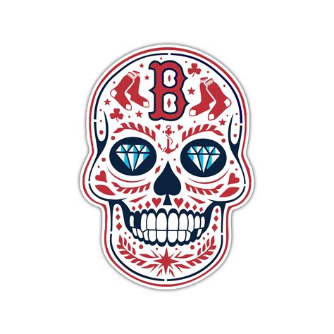 Boston Red Sox Sugar Skull Full Color Vinyl Sticker Custom Size