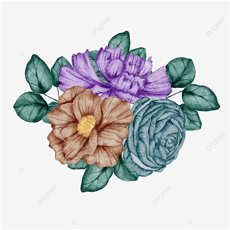 Pintura De La Mano De La Acuarela De La Flor De La Vendimia PNG