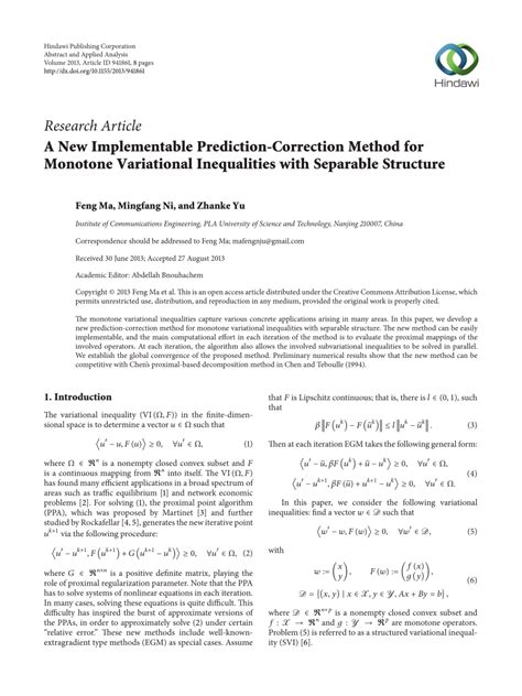 pdf a new implementable prediction correction method for monotone variational inequalities