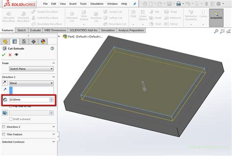 Extruded Cut SolidWorks Tutorial For Beginners