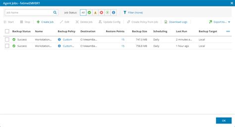 Viewing And Exporting Managed Veeam Backup Agent Job Details Veeam