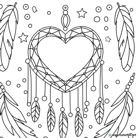 Coloriage d attrape rêve coeur à Télécharger ou à Imprimer gratuitement