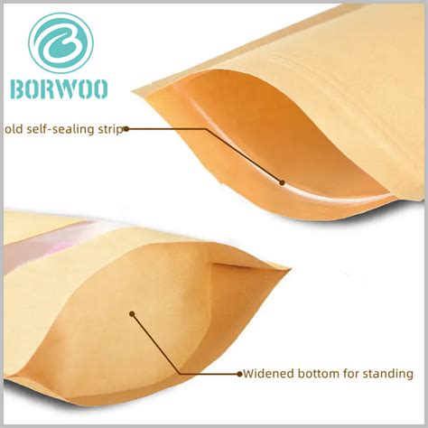 Brown Kraft Paper Stand Up Pouch With Window Packaging Manufacturer