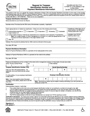 Fillable Online Request For Taxpayer Identification Number And Payment