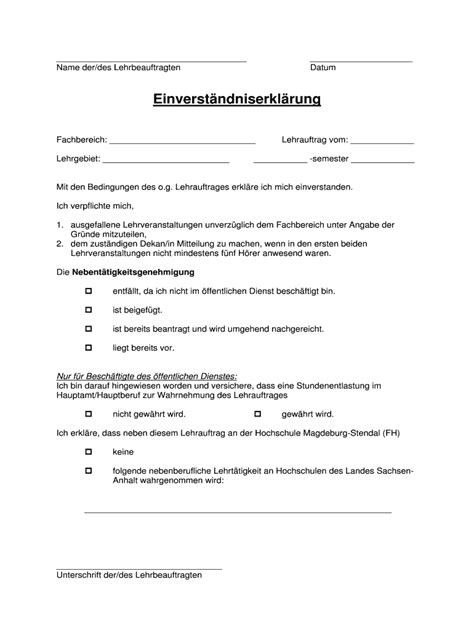 Ausfüllbar Online hs magdeburg Einverstndniserklrung hs magdeburgde