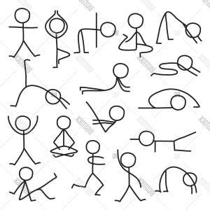 Stock Photo Set Of Stick Figure In Different Yoga Poses Vector