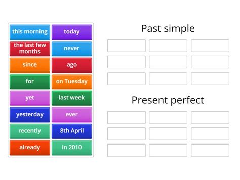 Simple Past Vs Present Perfect Ordenar Por Grupo