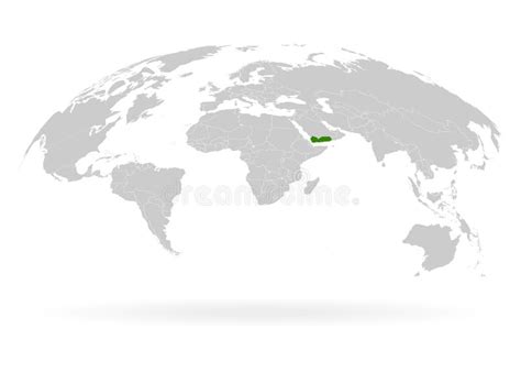 Mapa De Yemen En Un Mapa Del Mundo Con El Indicador De La Bandera Y Del