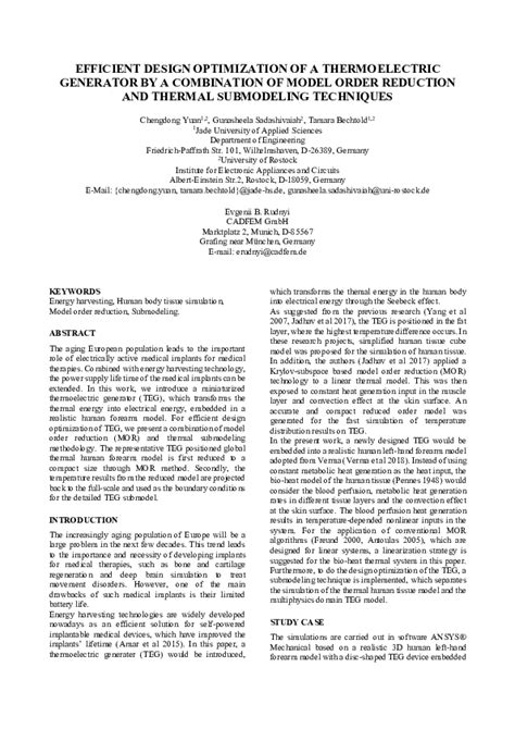 pdf efficient design optimization of a thermoelectric generator by a combination of model