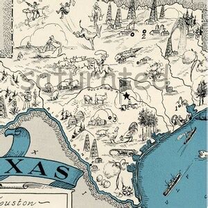 Fun TEXAS PICTURE MAP High Res Digital Image Printable Etsy