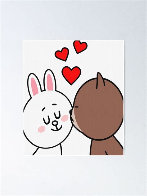 Brown Bear Cony Bunny Rabbit The Kiss Poster Poster For Sale By