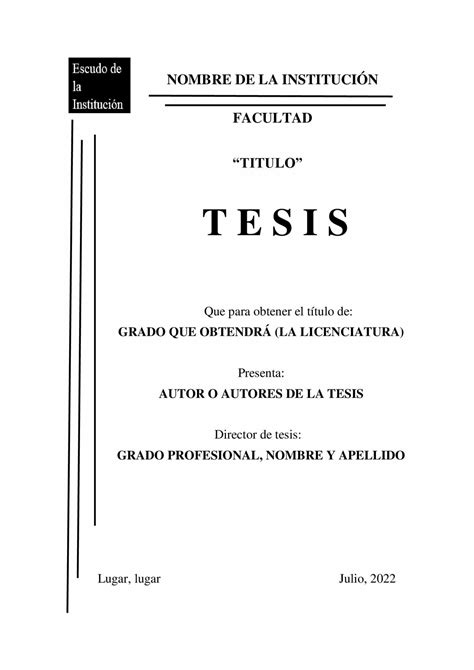 Portadas De Tesis Ejemplos