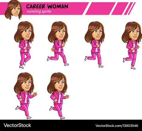 Running Career Woman Game Sprite Royalty Free Vector Image