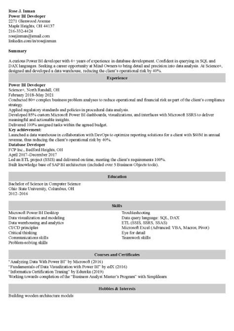 Power Bi Developer Resume 3 Bi Developer Resume Examples How To Guide