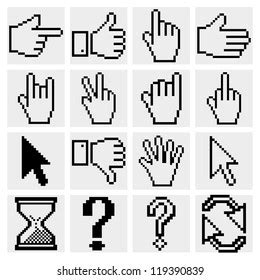 Pixel Cursor Icons Cursor Hands Vector Stock Vector Royalty Free