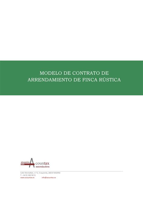 Modelo De Contrato De Arrendamiento Finca Rustica Acountax Calle
