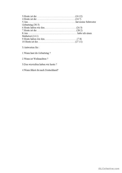 Ordinalzahlen Deutsch DAF Arbeitsblätter pdf doc