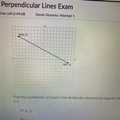 find the coordinates of a point that divides the directed line segment pq in the ratio 5 3 a
