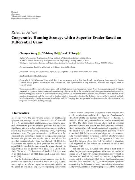 pdf cooperative hunting strategy with a superior evader based on differential game