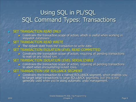 ppt using sql in pl sql oracle database pl sql 10g programming powerpoint presentation id