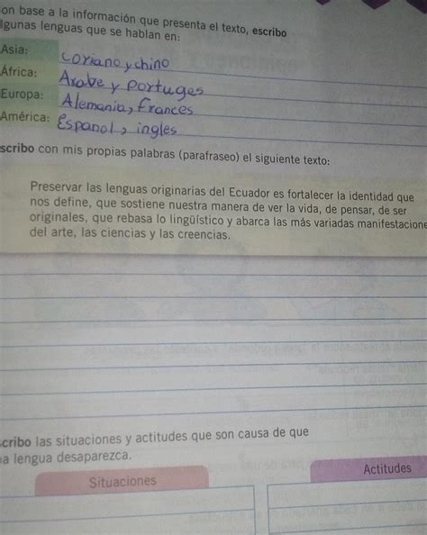 4 Escribo Con Mis Propias Palabras Parafraseo El Siguiente Texto