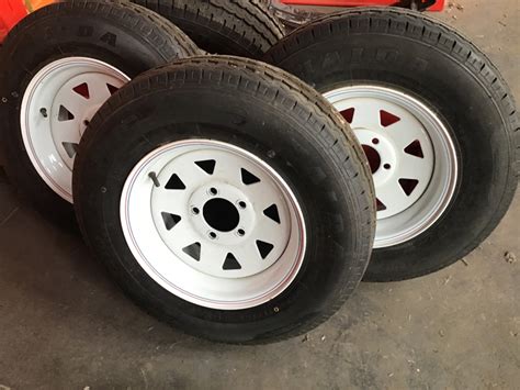 Trailer Wheels Quantity Of 3 White Steel Sunraysia 5 Stud Rim With 14