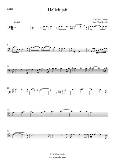 Partitions Num Riques De Hallelujah Pour Violoncelle
