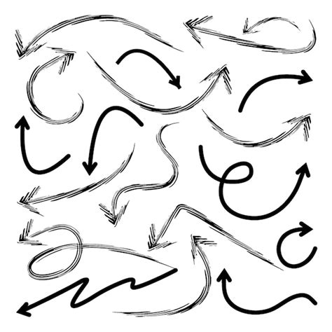 Conjunto de setas desenhadas mão doodle elementos de design Vetor Premium