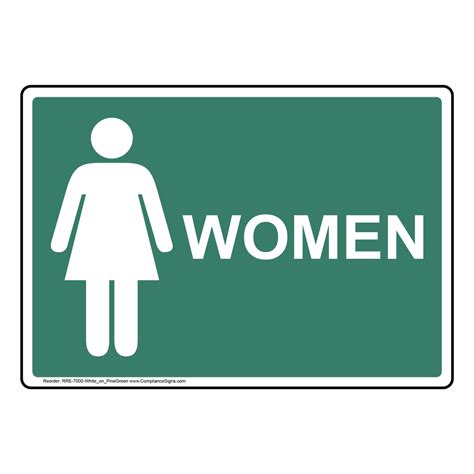 Women Restroom Door Sign White On Pine Green Sizes Us Made