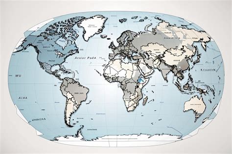 Vector De Mapa Mundial Aislado En Plantilla De Mapa De Tierra Plana De