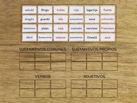 Repasamos Sustantivos Adjetivos Y Verbos Group Sort
