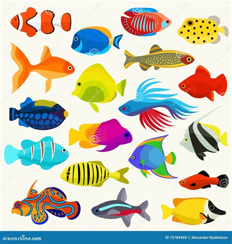 Grupo Colorido Dos Peixes Ilustração Do Vetor Ilustração do Vetor
