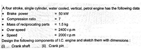 Solved A Four Stroke Single Cylinder Water Cooled Chegg