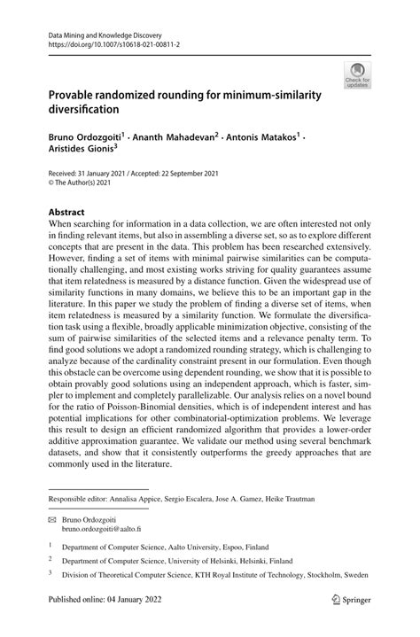 pdf provable randomized rounding for minimum similarity diversification