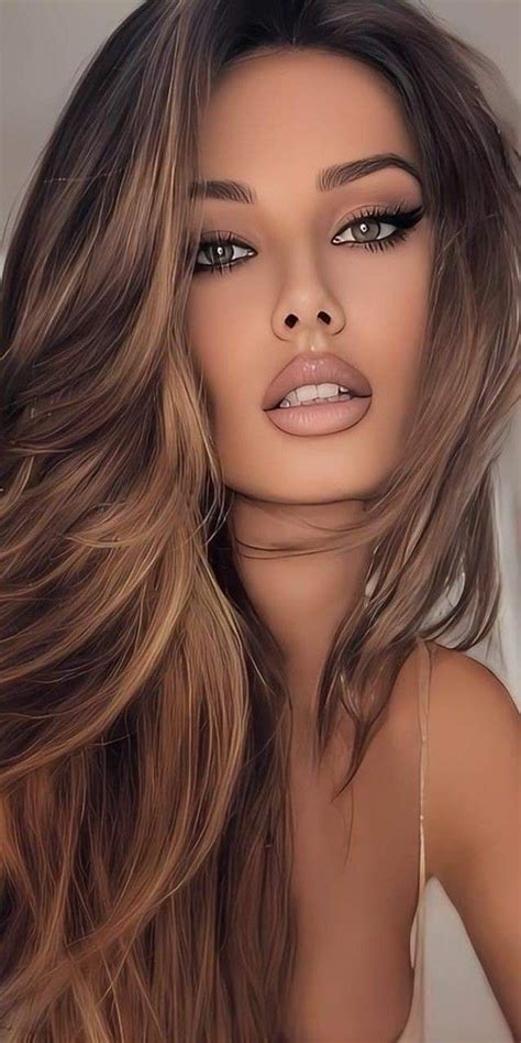 A Woman With Long Brown Hair And Blue Eyes