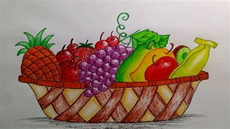 How To Draw A Beautiful Fruit Basket Step By Step Very Easy Fruit