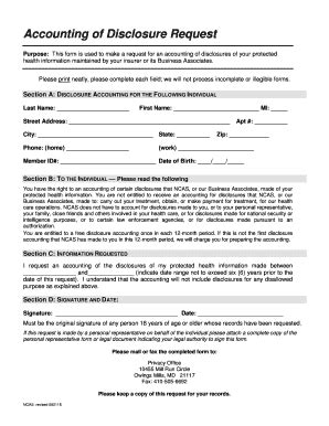 Fillable Online Accounting Of Disclosure Request NCAS Fax Email Print
