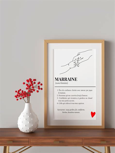 Affiche définition marraine personnalisable Etsy France