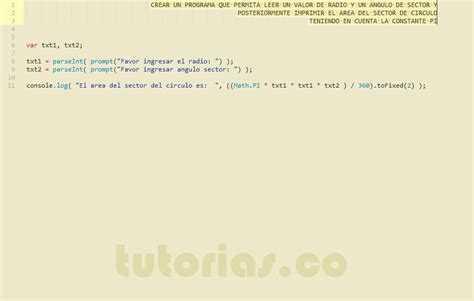 Operadores Javascript Area Sector De Un Circulo Tutorias Co