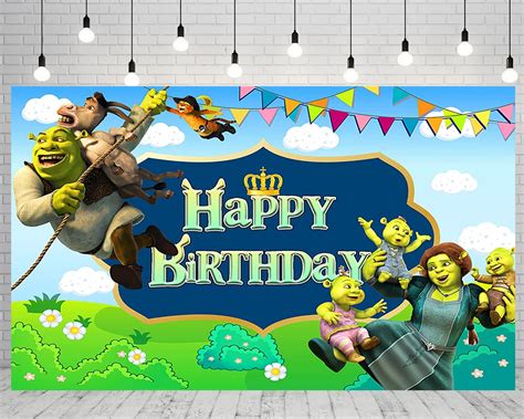 Green Shrek Backdrop For Happy Birthday Party Decorations Shrek